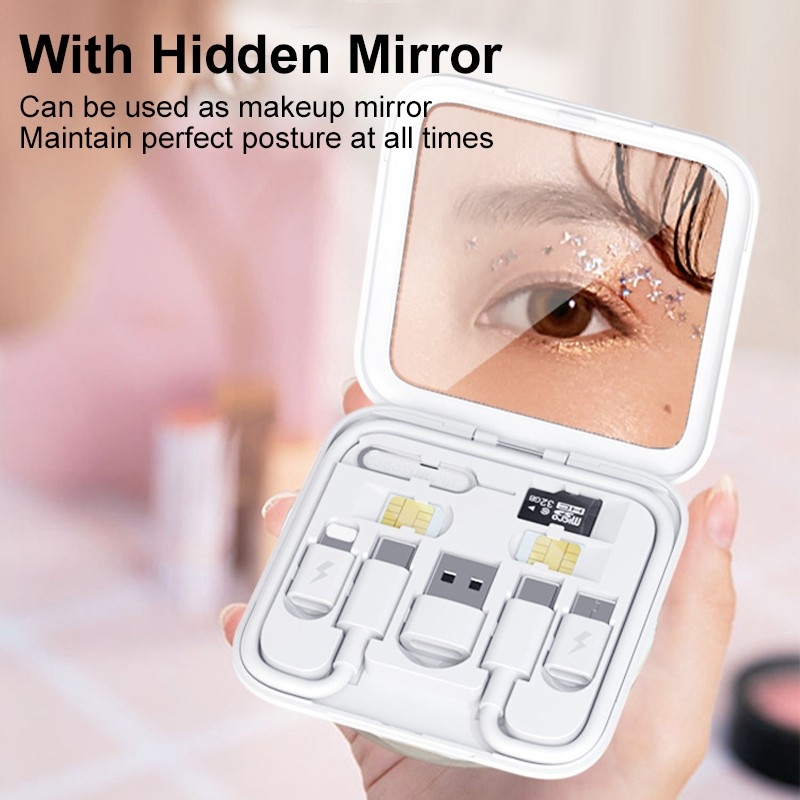 MULTICABLE 6 IN 1 - 3A FAST CHARGE USB CABLE WITH SIM CARD STORAGE ...